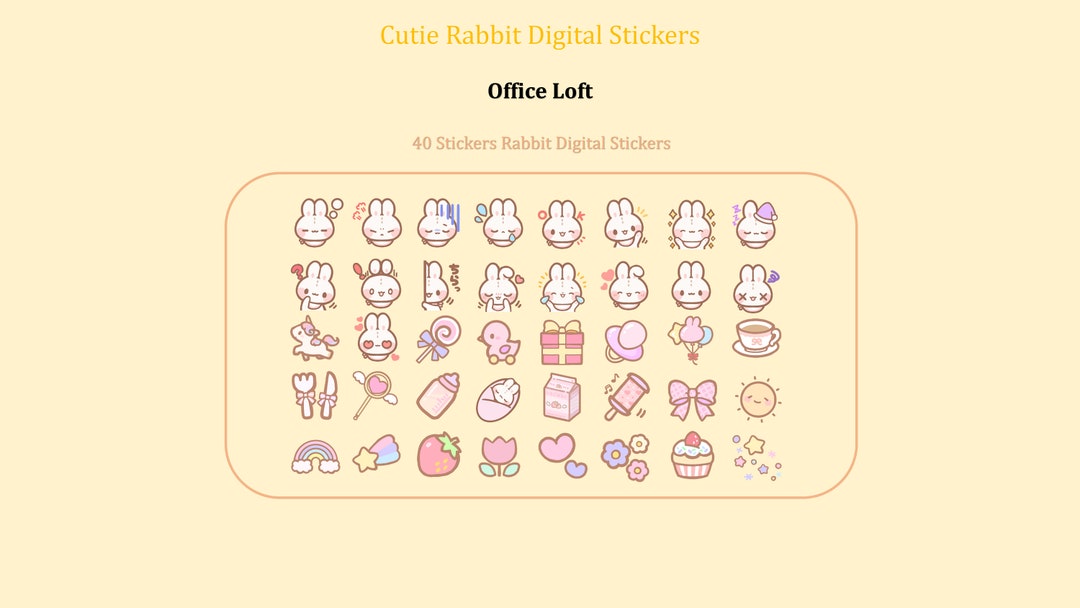 Cute Rabbit Stickers Digital Stickers Digital Download PNG and JPG ...