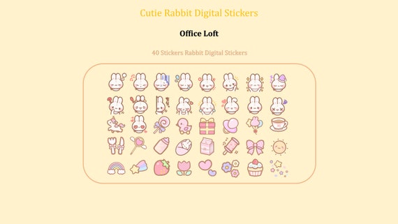 Cute Rabbit Stickers Digital Stickers Digital Download PNG and - Etsy