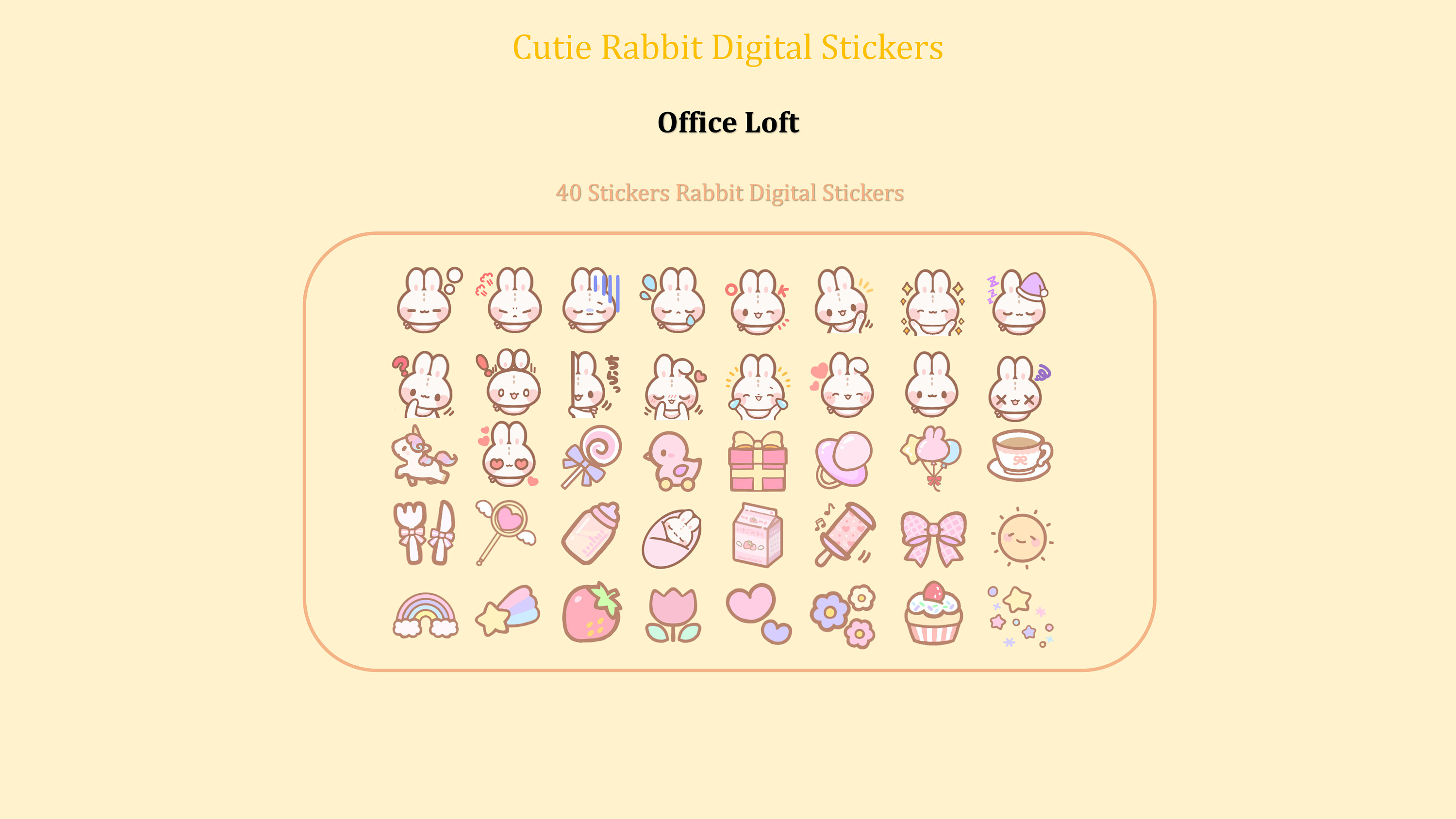 Cute Rabbit stickers Digital stickers digital Download PNG and | Etsy