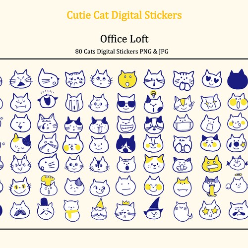 Cute Cat Stickers Digital Stickers Digital Download PNG and - Etsy