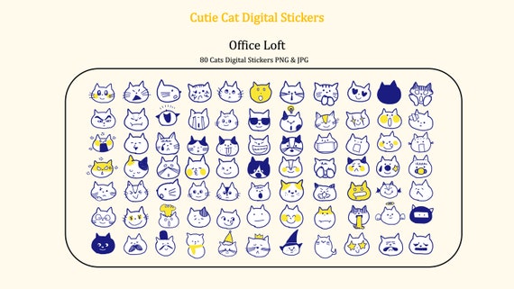 Cute Cat Stickers Digital Stickers Digital Download PNG and | Etsy