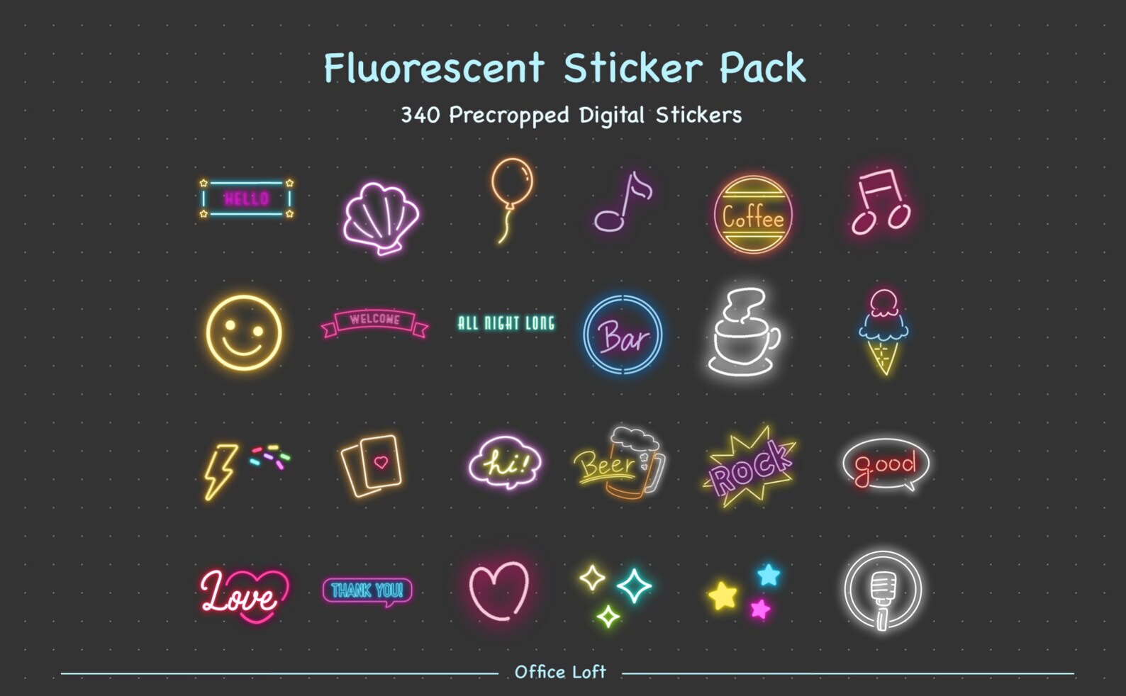 Fluorescent Stickers Digital Stickers Digital Download SVG PNG - Etsy