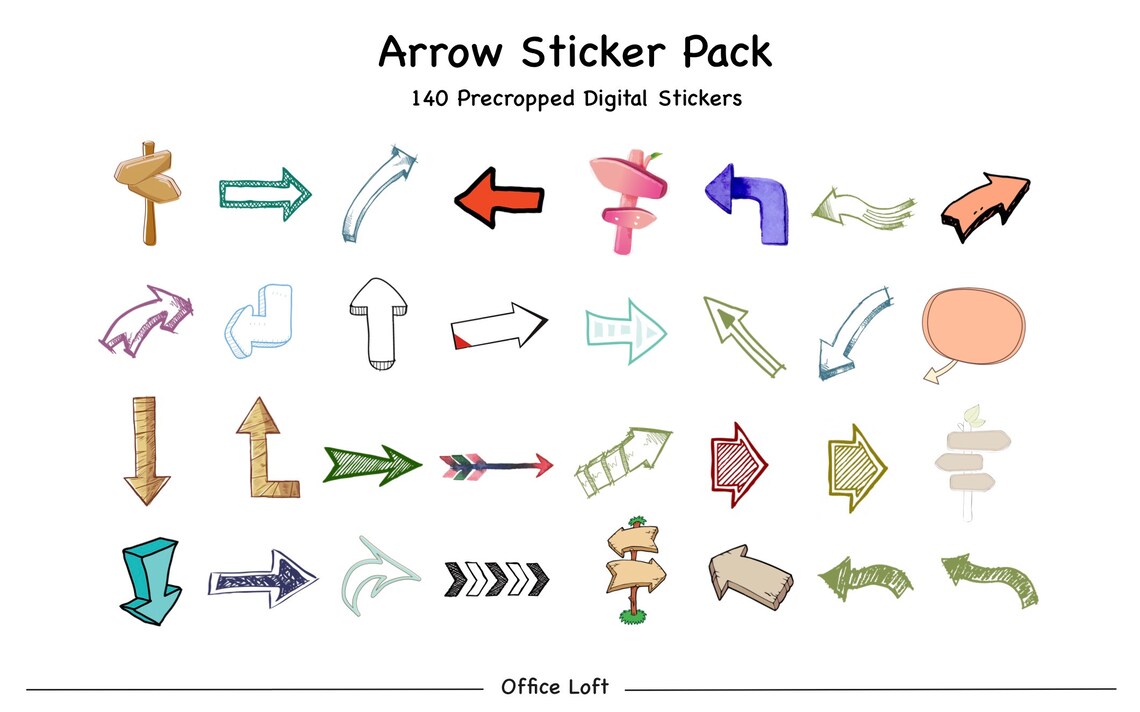 Arrow Digital Stickers Happy Sticker Pack Digital Planner - Etsy