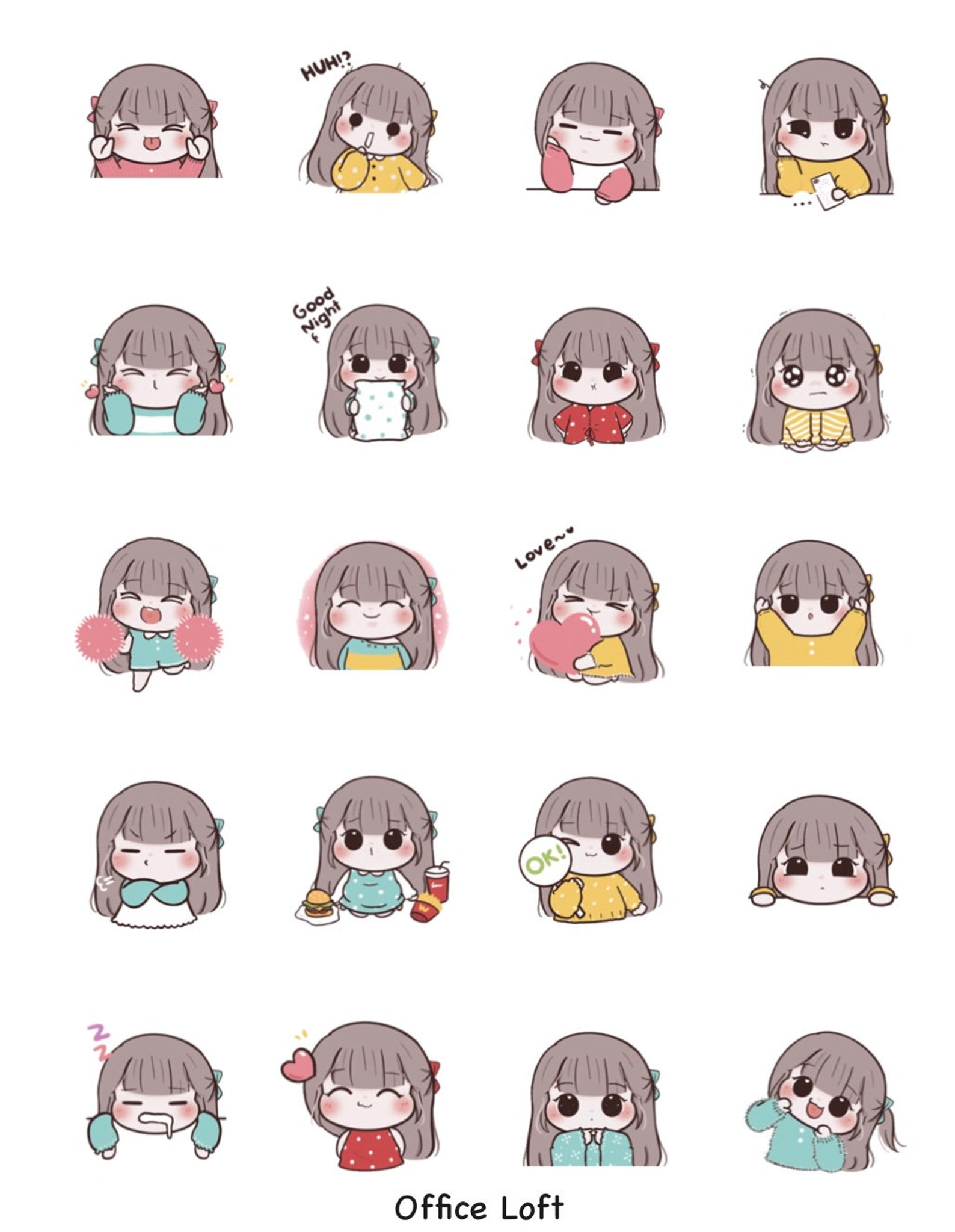 Little Girl digital stickers happy sticker pack Digital | Etsy