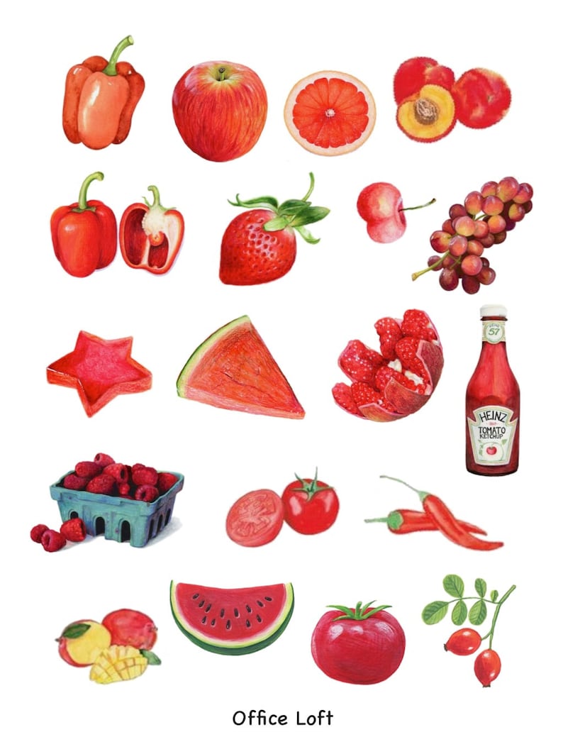 Vegetable &amp; Fruit Digital Stickers Happy Sticker Pack Digital | Etsy