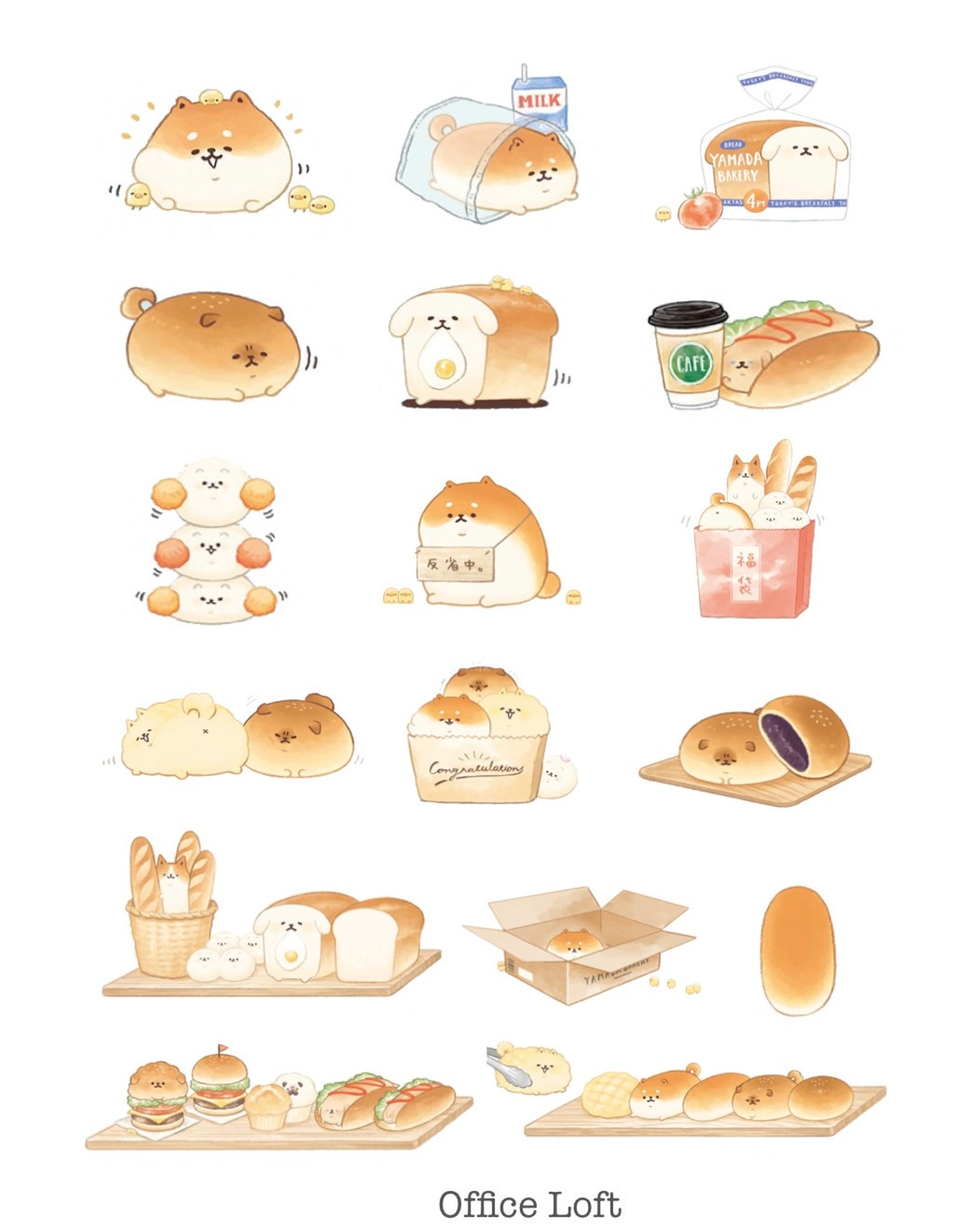 Doggy Bread Digital Stickers Happy Sticker Pack Digital - Etsy
