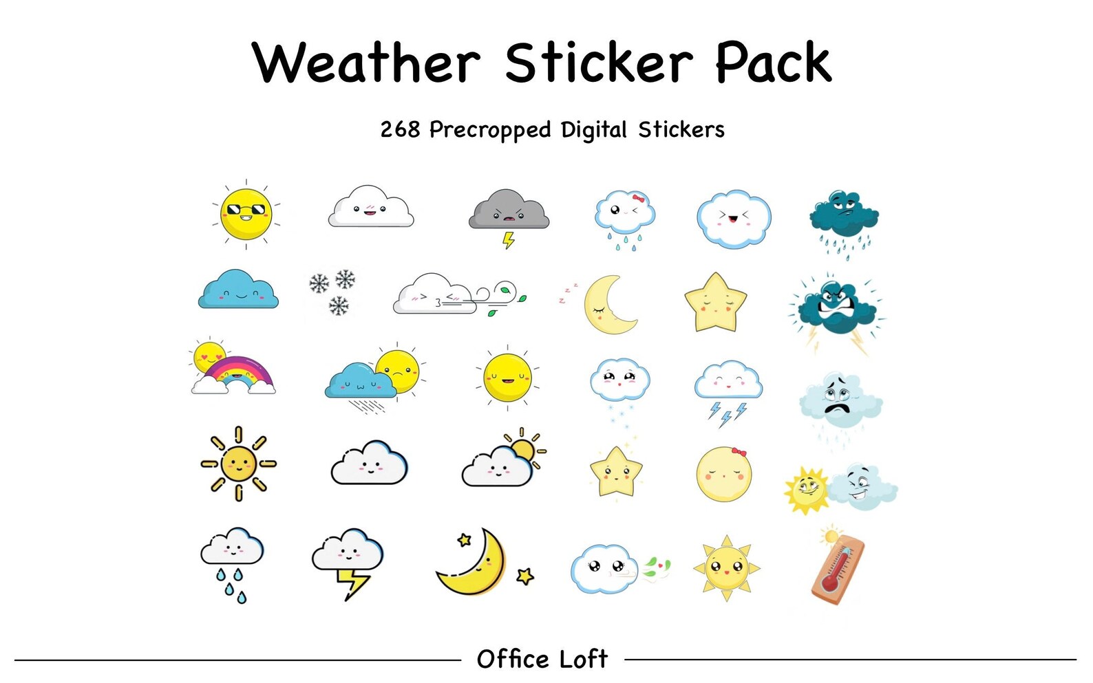Weather Digital Stickers Digital Planner Sticker Happy Sticker - Etsy