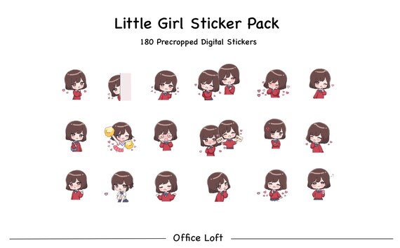 Little Girl Digital Stickers Happy Sticker Pack Digital - Etsy