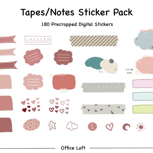 Tape & Notes Digital Stickers Happy Sticker Pack Digital - Etsy