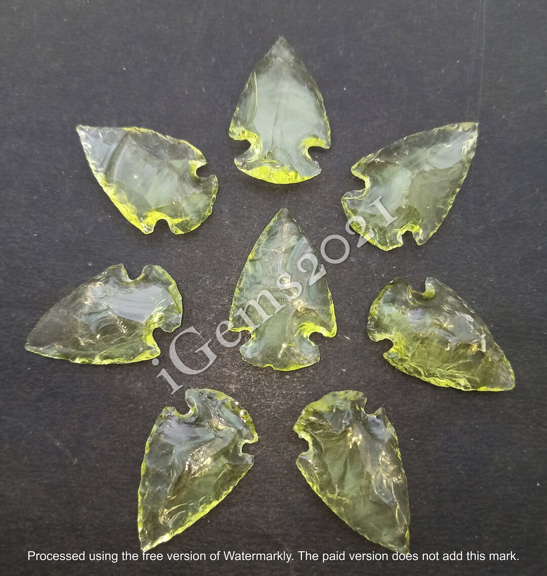 Yellow Quartz Arrowhead - Glass Stone Man-made Arrowhead Crystal ...