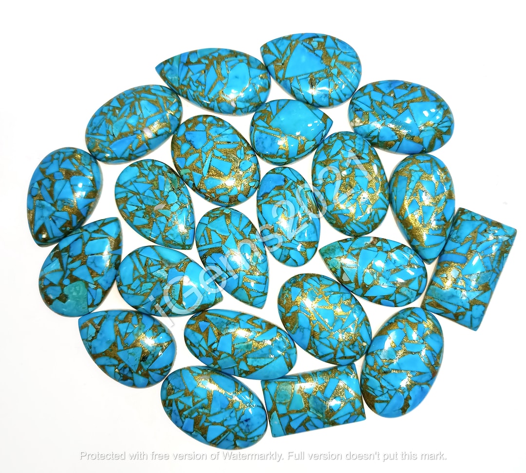 Spiny Arizona Turquoise in Copper Matrix Man-made Gemstone Cabochon ...
