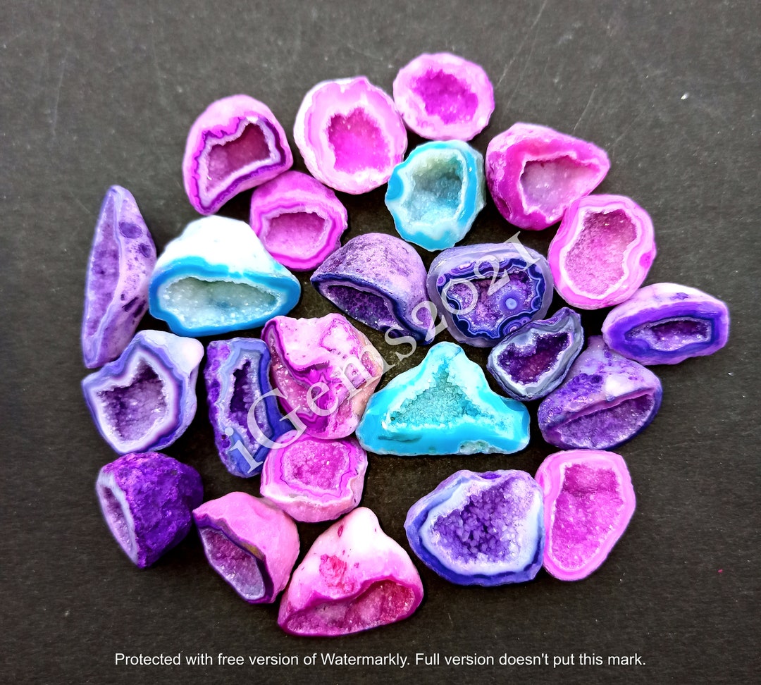 Mini Geodes Bowls Multi Color Dyed Gemstone Cabochon, Geodes Jewelry ...