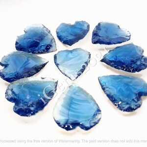 Blue Topaz Heart, Glass Stone Man-made Heart Shape Crystal - Heart ...