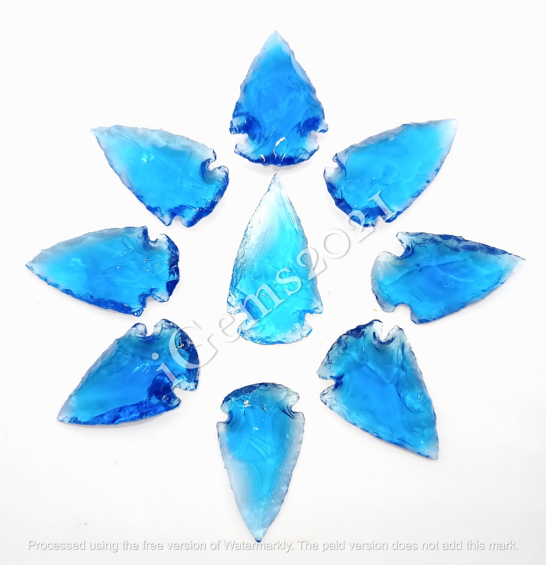 Blue Topaz Arrowhead, Glass Stone Man-made Arrowhead Crystal ...