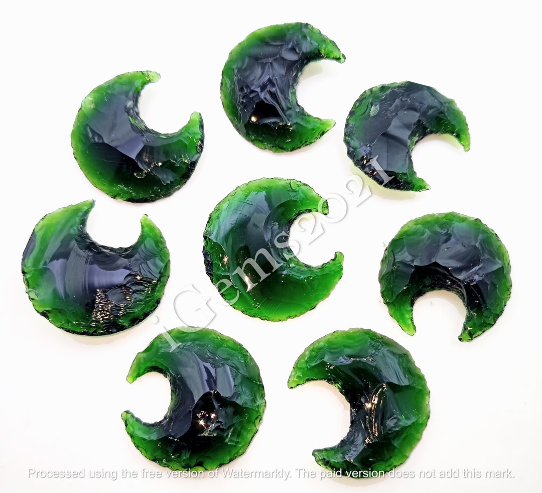 Green Chrome Diopside Moon Shape, Glass Stone Man-made Moon Shape ...