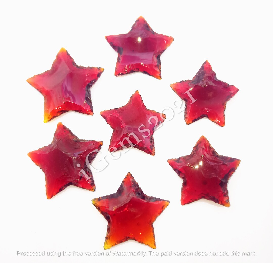 Red Garnet Star Shape Stone, Glass Stone Man-made Star Crystal - Star ...