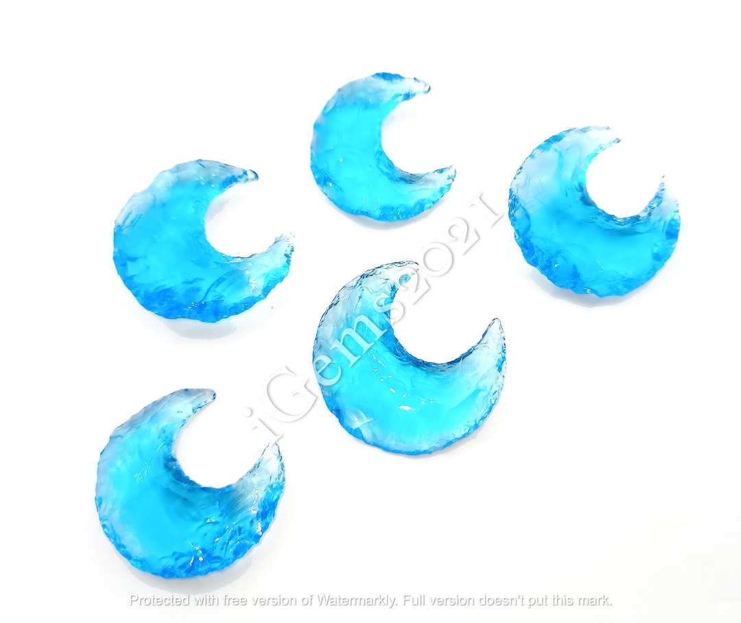 Blue Topaz Moon, Man-made Blue Topaz Moons, AAA BT Crescent Moons, Moon ...