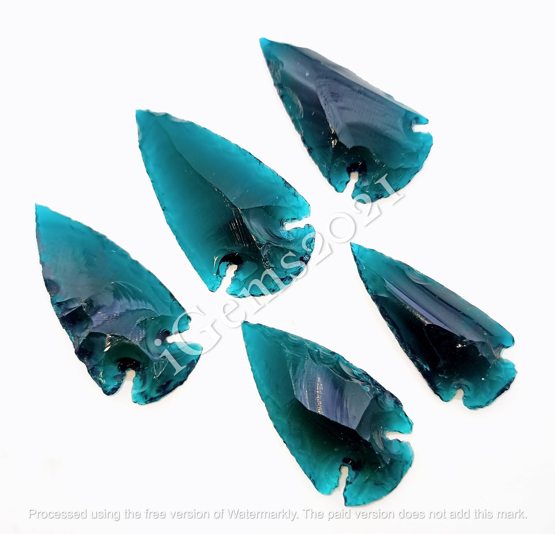London Blue Topaz Arrowhead, Glass Stone Man-made Arrowhead Crystal ...