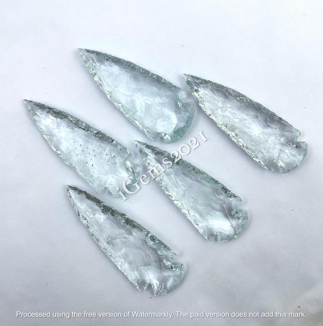 3-4 Inch Clear Quartz Arrowhead - Glass Stone Man-made Arrowhead ...