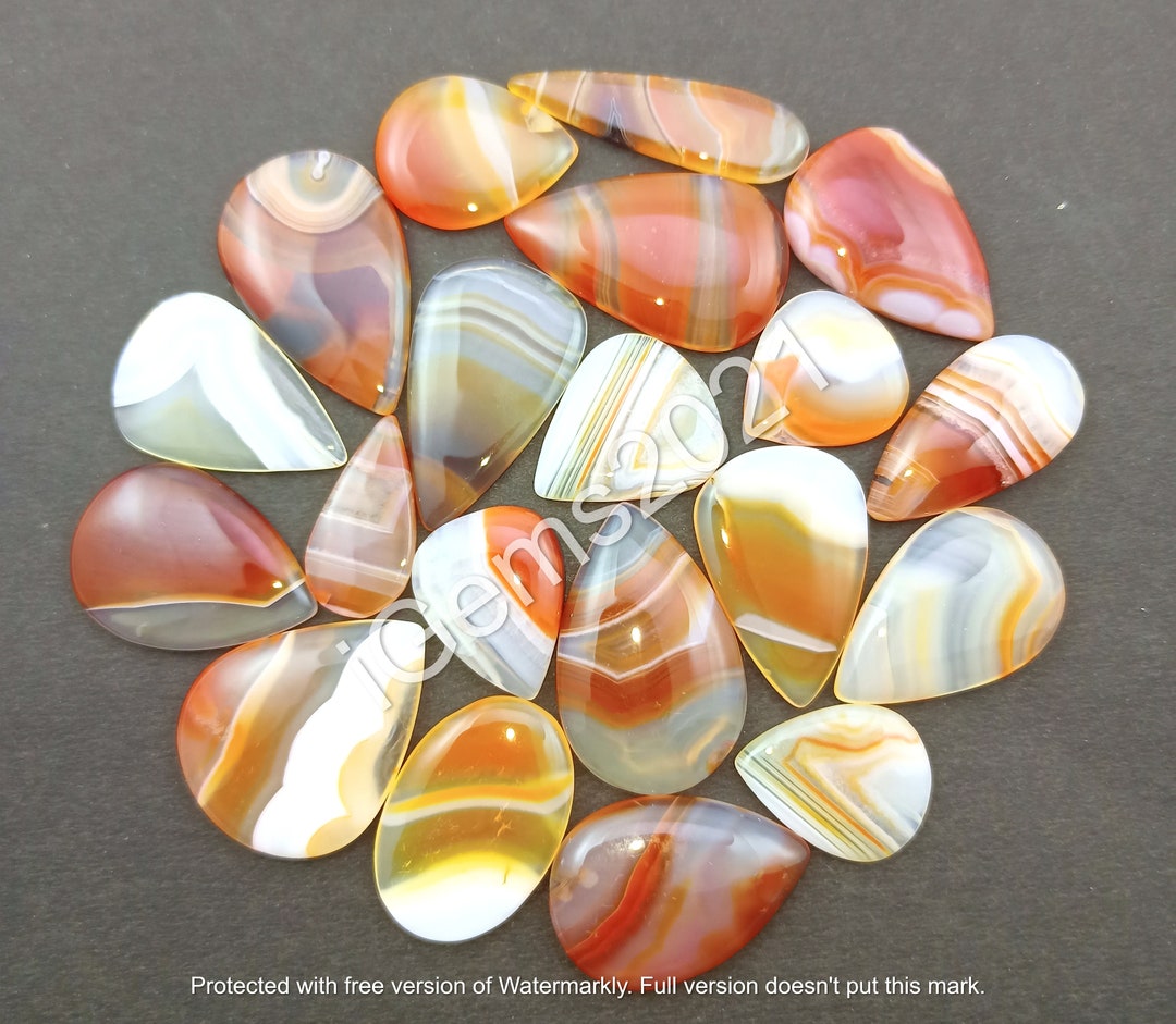 Natural Carnelian Banded Agate gemstone Cabochon - Etsy 日本