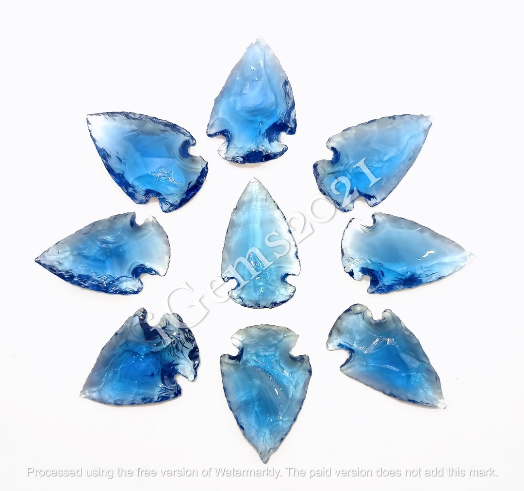 Blue Topaz Arrowhead, Glass Stone Man-made Arrowhead Crystal ...