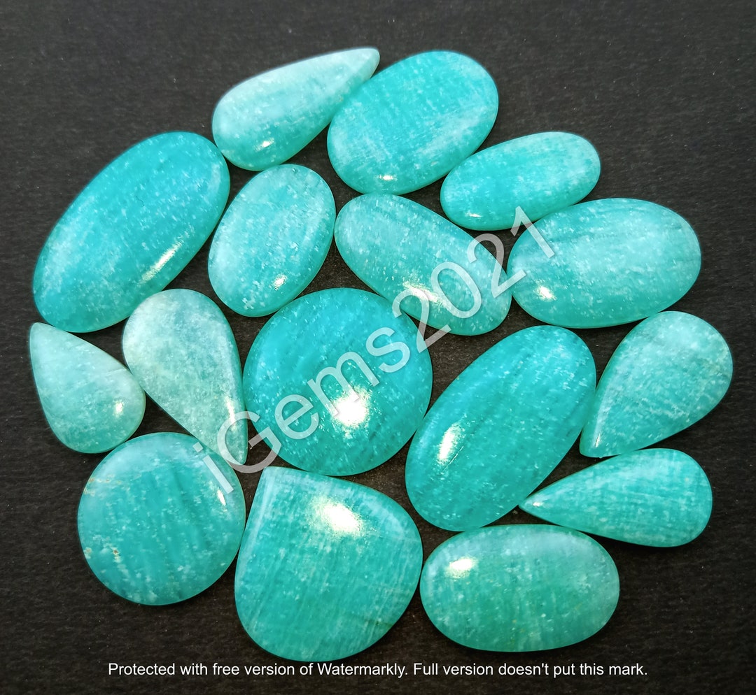 Natural Amazonite Gemstone Cabochon, Ice Amazonite Jewelry - Cabochon ...