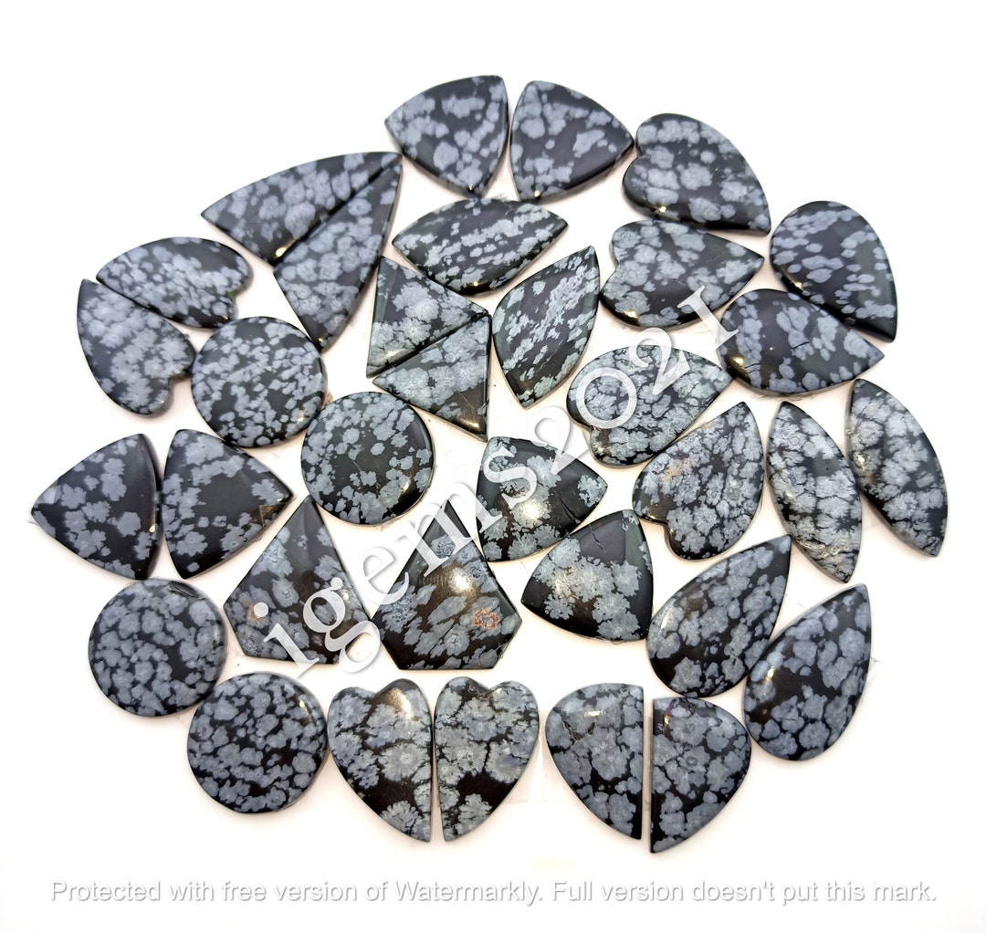 Natural Snowflake Obsidian Pairs Gemstone Cabochon - Obsidian Jewelry ...