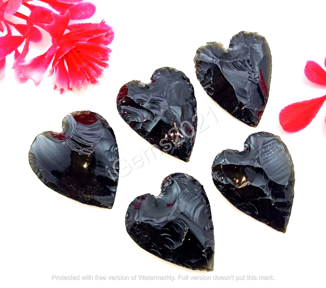 Black Obsidian Heart, Obsidian Hearts, AAA Crystal Glass Stone, Heart ...