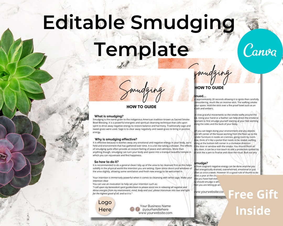 Sage Smudging Template Printable, Smudging Guide Printable ,crystal ...