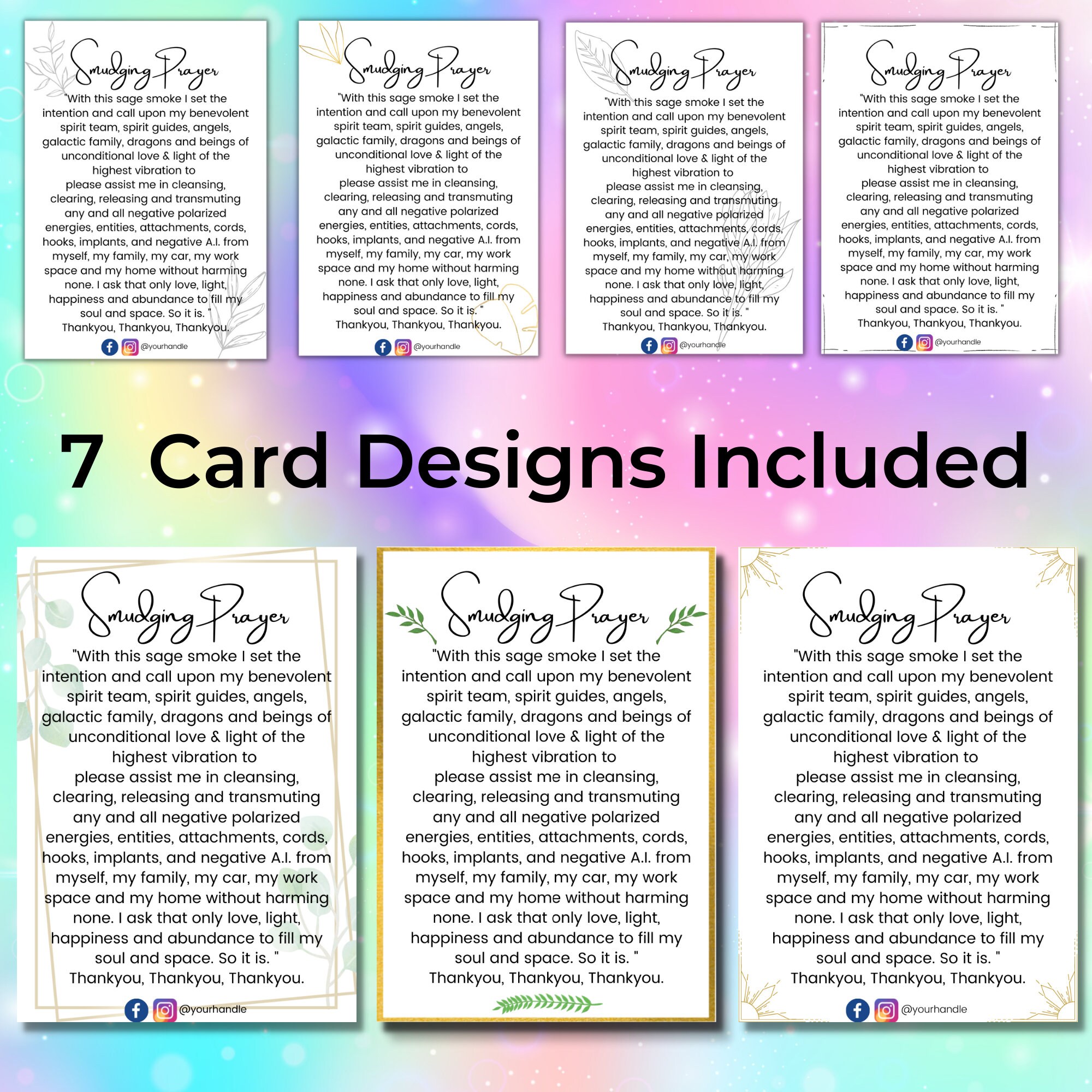 Editable Sage Smudging Prayer Card, Printable Smudge Card, Sage Smudge ...