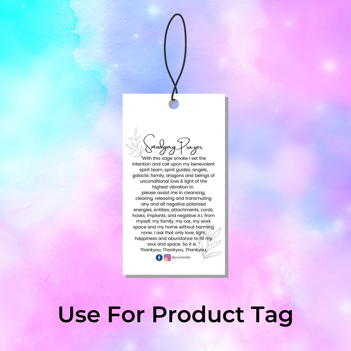 Editable White Sage Smudging Prayer Card, Printable Smudge Card, Sage ...