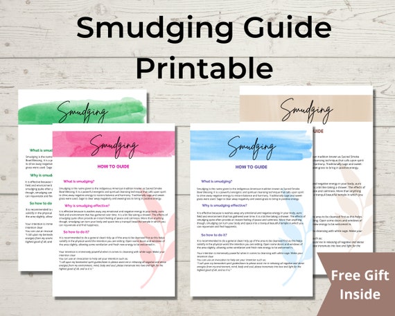 Sage Smudging Printable White Sage Smudging Guide Smudge | Etsy