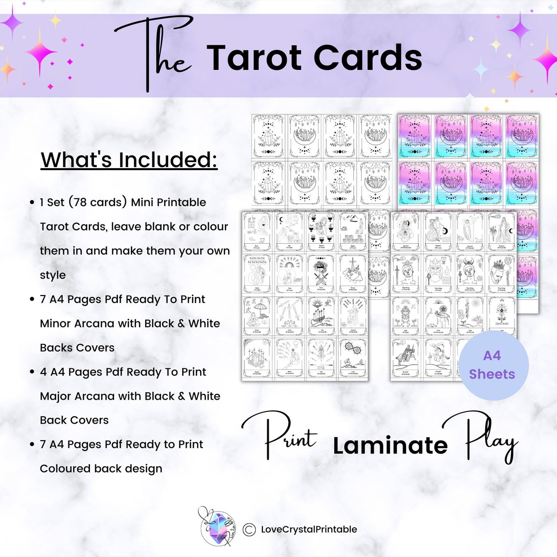 Printable Pocket Size Mini Tarot Card Deck Tarot Journal - Etsy