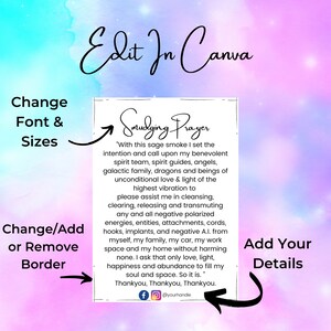 Editable White Sage Smudging Prayer Card, Printable Smudge Card, Sage ...