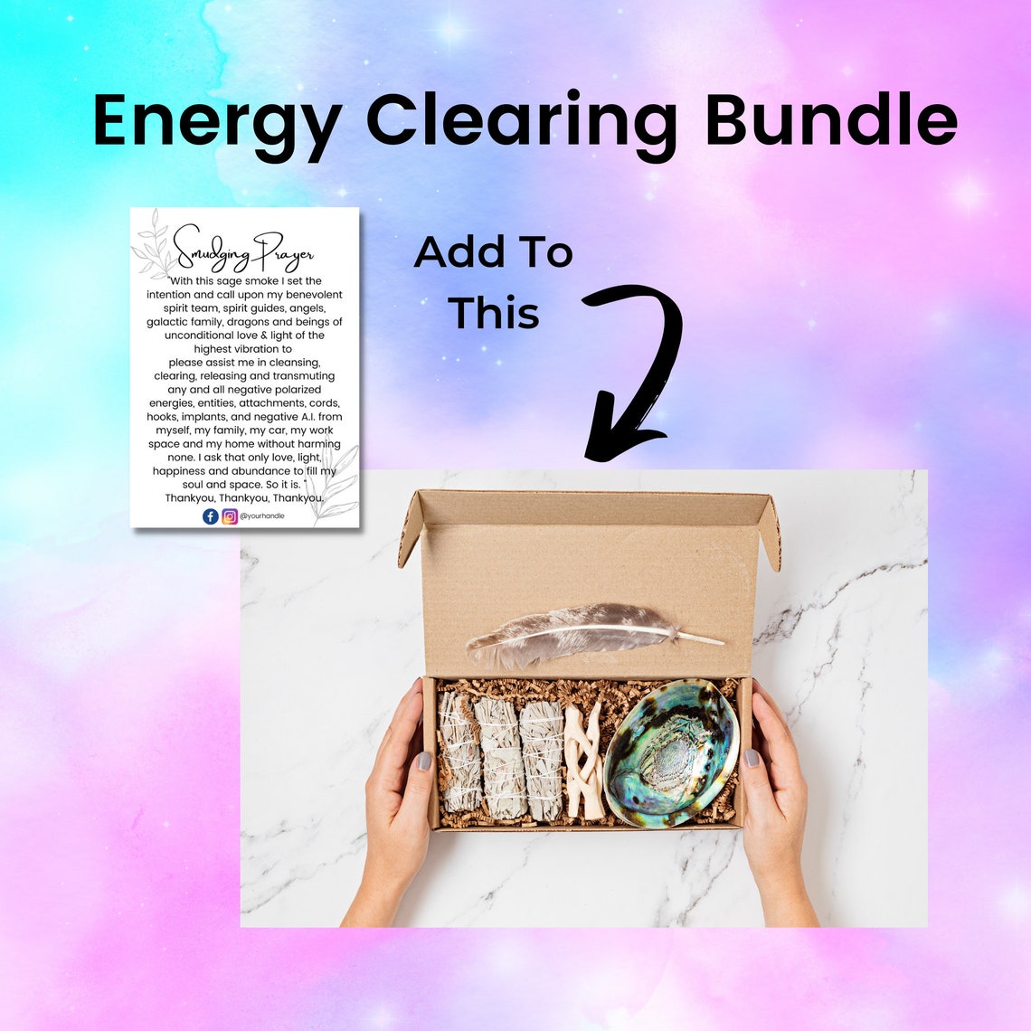 Editable White Sage Smudging Prayer Card, Printable Smudge Card, Sage ...