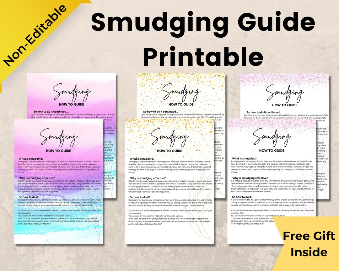 Sage Smudging Printable, White Sage, Smudging Guide, Crystal Display ...