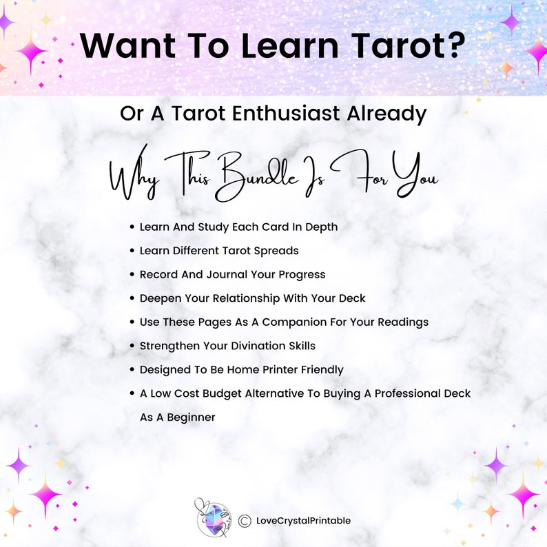 Printable Tarot Bundle, Tarot Cheat Sheet, Printable Tarot Cards, Printable Tarot Journal, Tarot ...