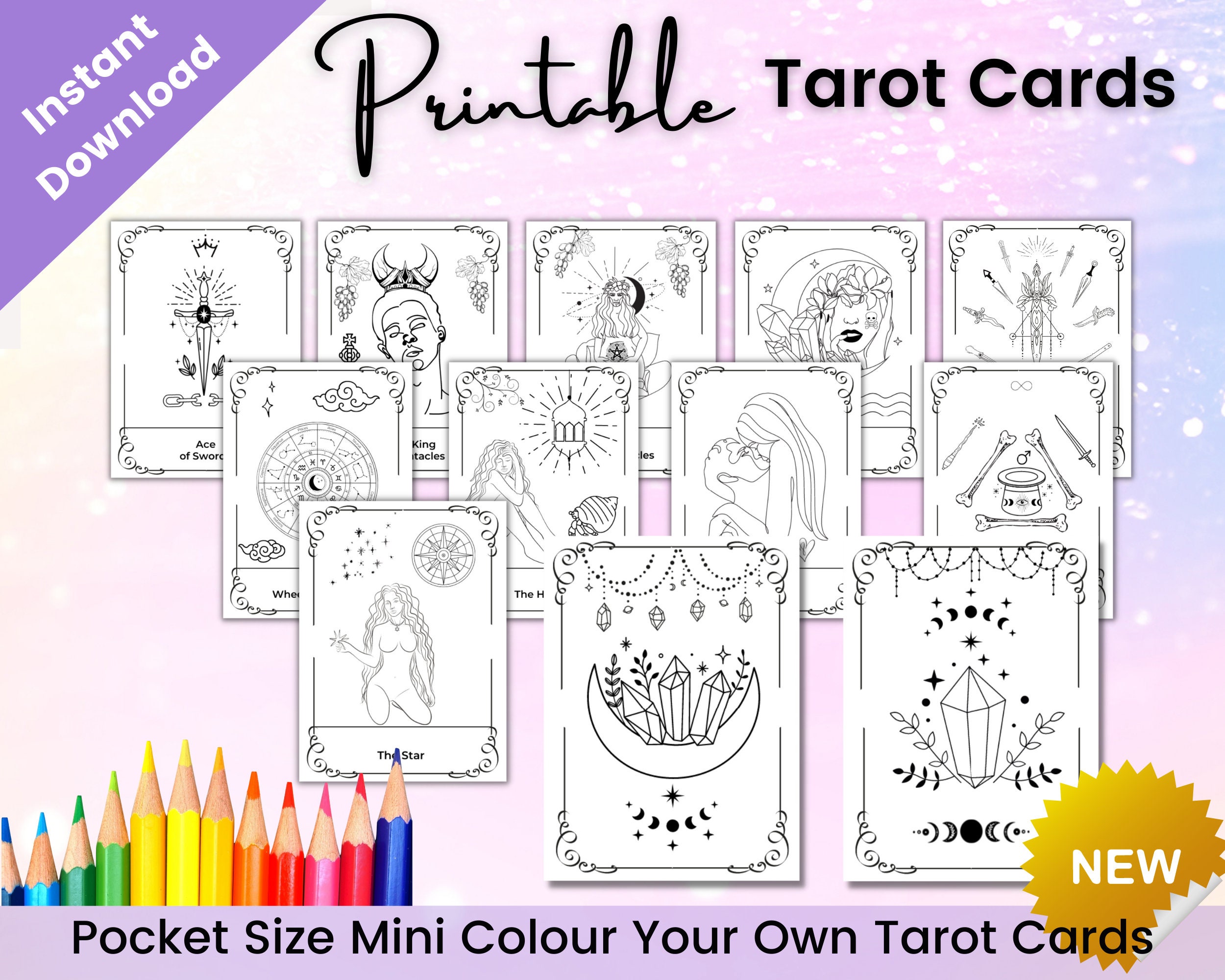 Printable Pocket Size Mini Tarot Card Deck Tarot Journal - Etsy