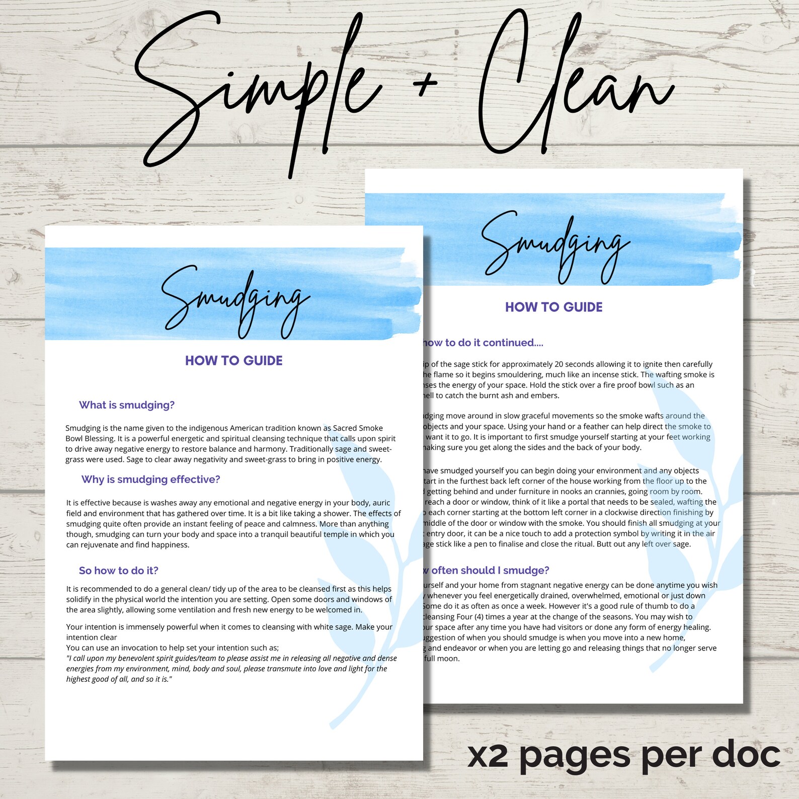 Sage Smudging Printable, White Sage, Smudging Guide, Smudge Card, Sage ...