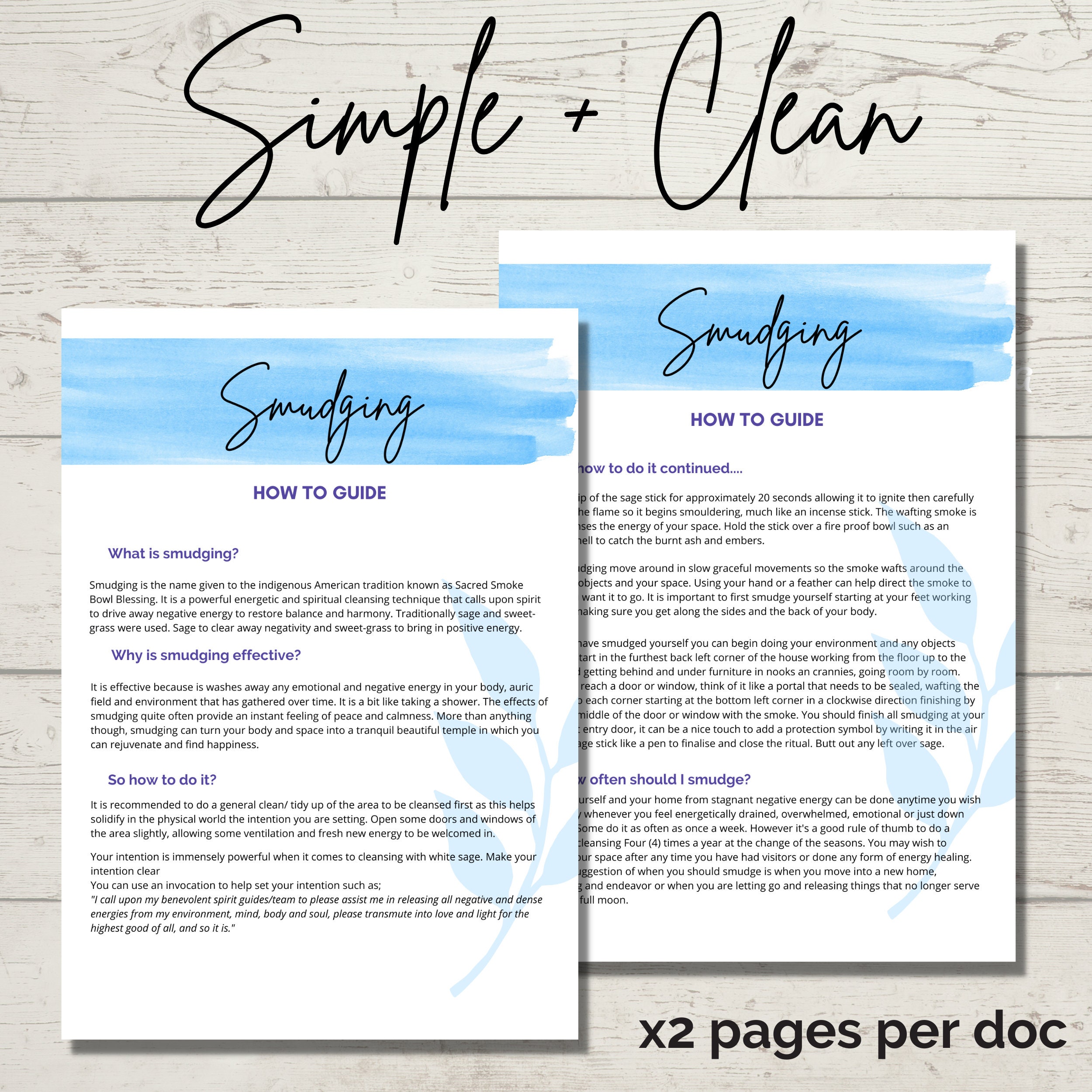 Sage Smudging Printable, White Sage, Smudging Guide, Smudge Card, Sage ...