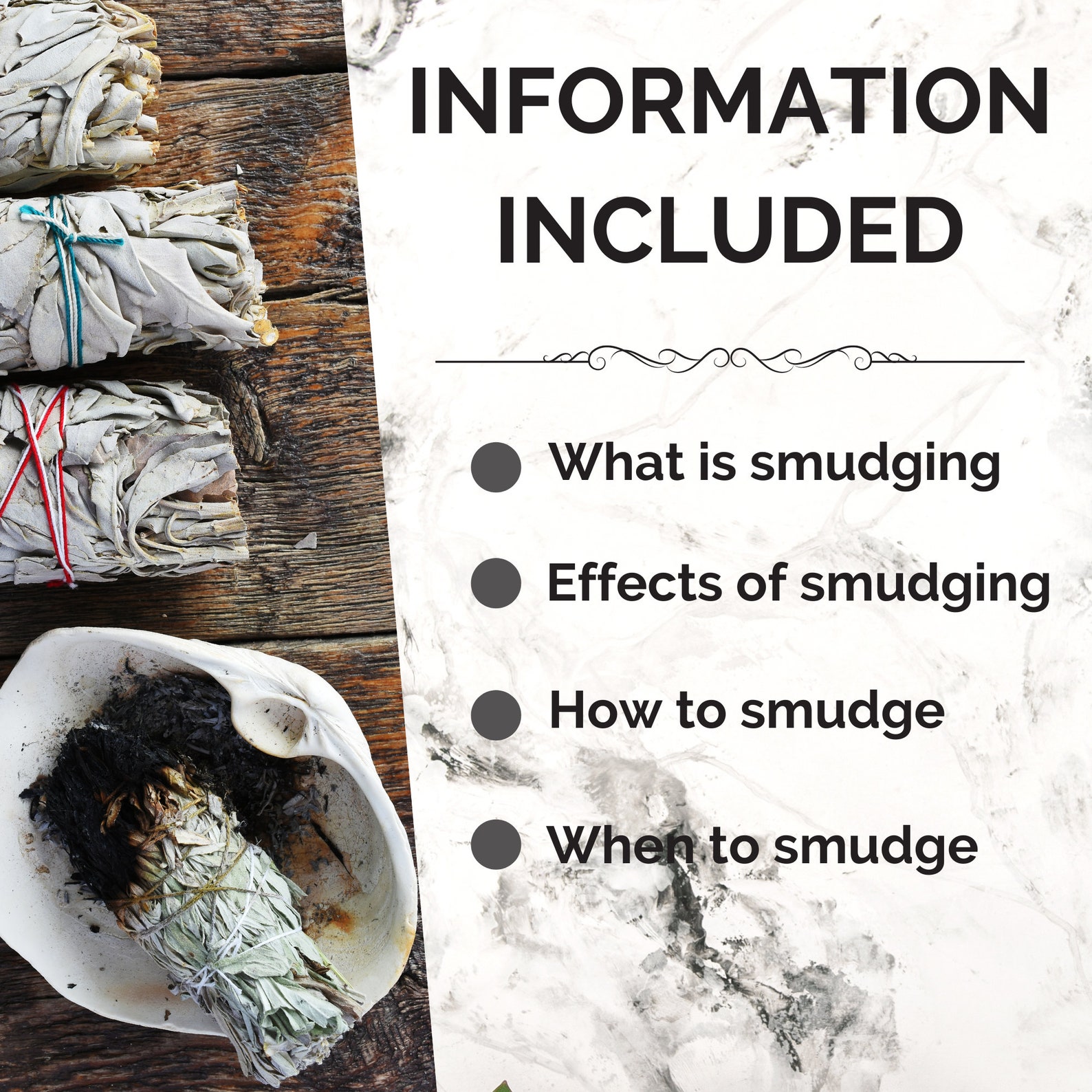 Sage Smudging Template Printable, Smudging Guide Printable ,crystal ...