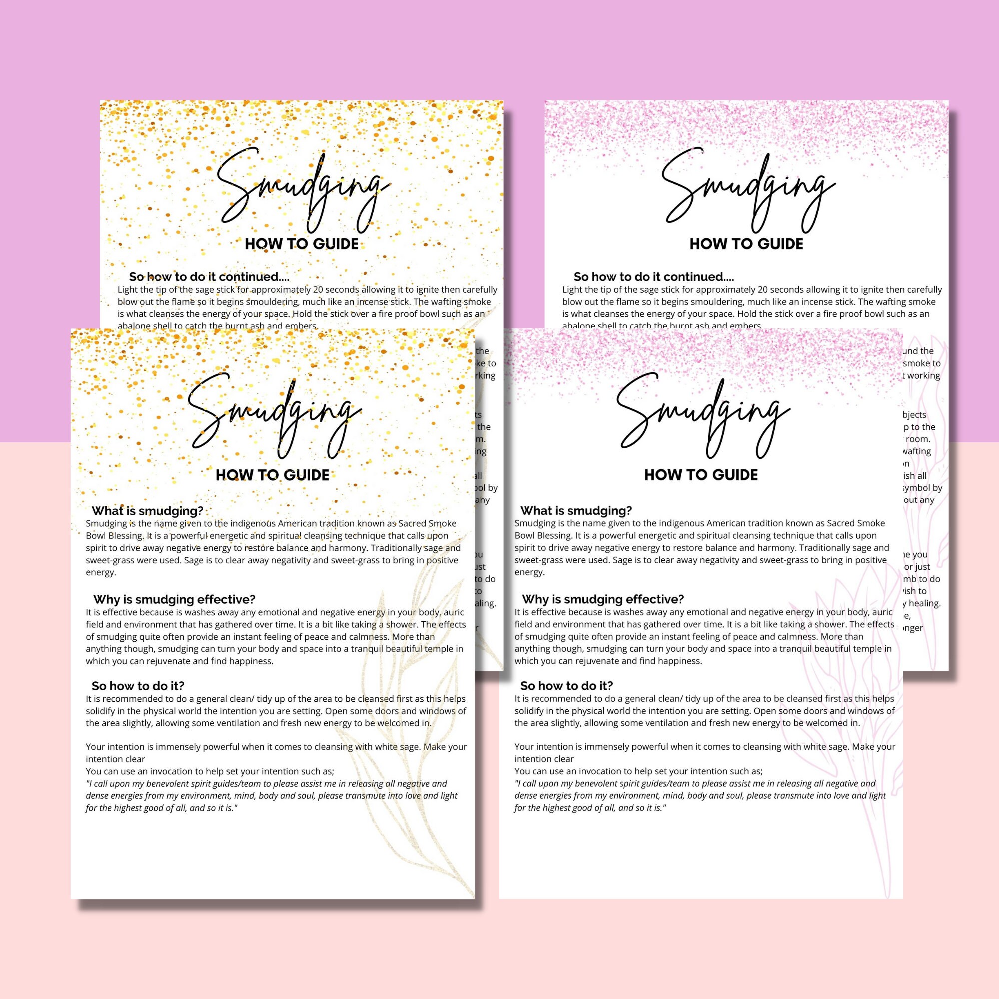 Sage Smudging Printable, White Sage, Smudging Guide, Crystal Display ...