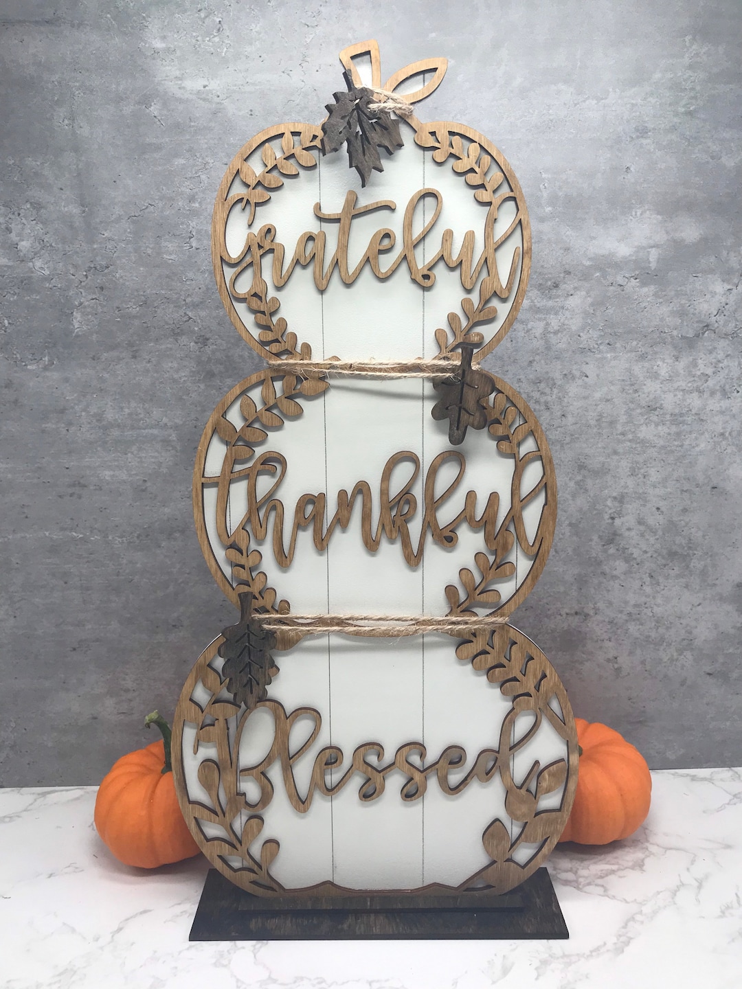 Stacked Pumpkin Sign | Fall Sign | Thanksgiving Sign | Grateful ...