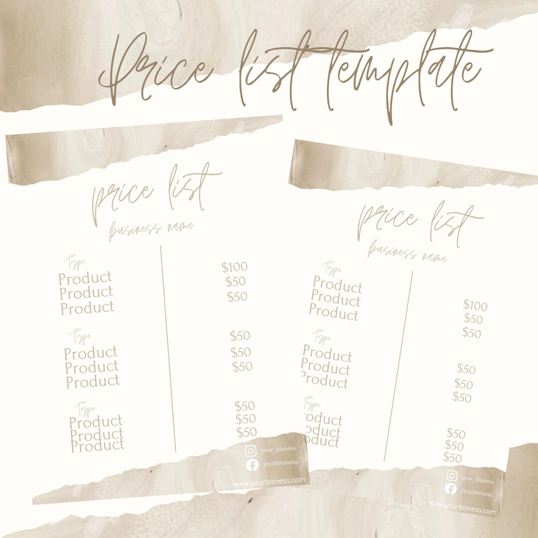 Price List Template, Busness Templates, Makeup Price List, Hair Price ...