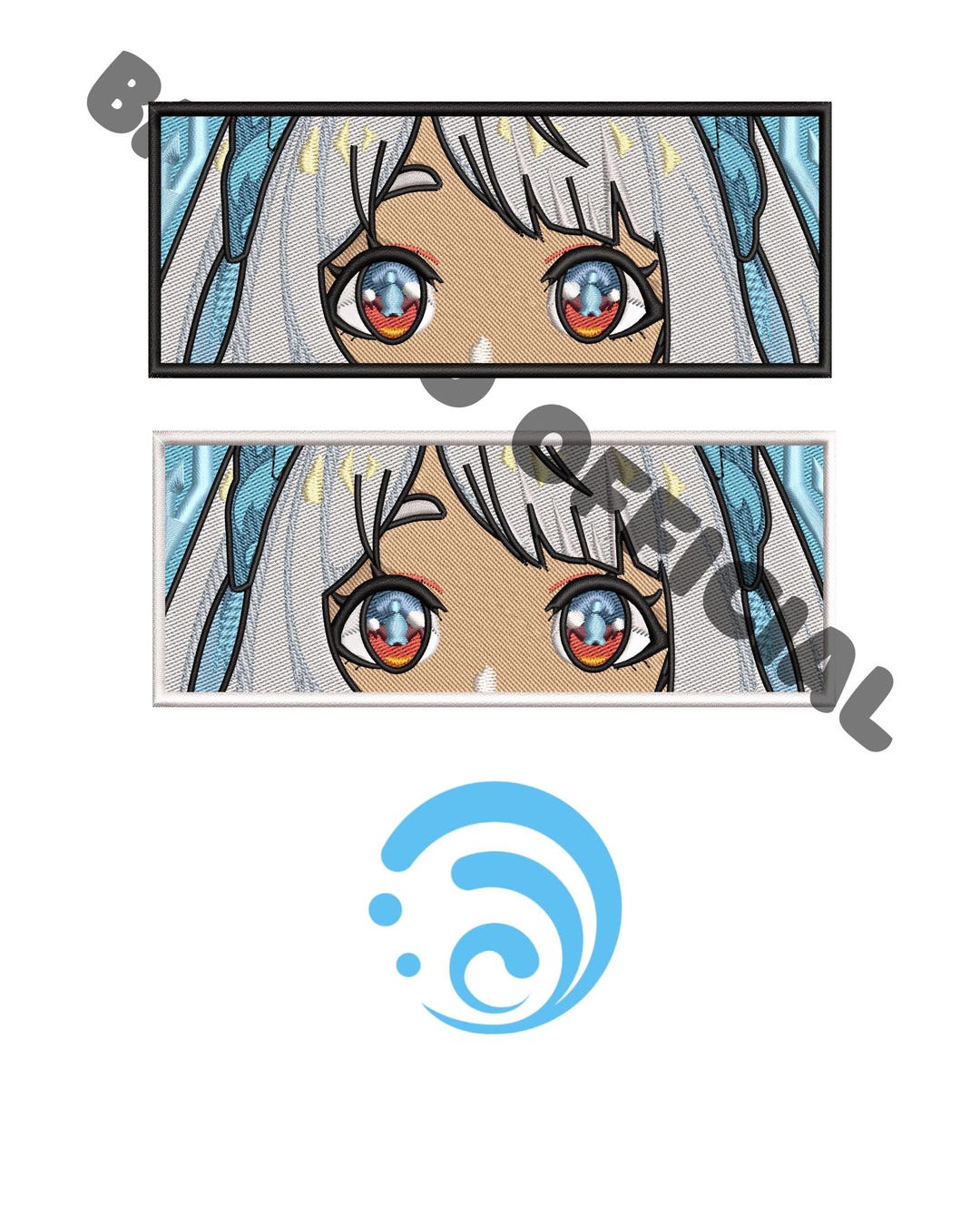 Genshin Impact Mualani Face Boxed Embroidered Crewneck/hoodie + Sleeve ...