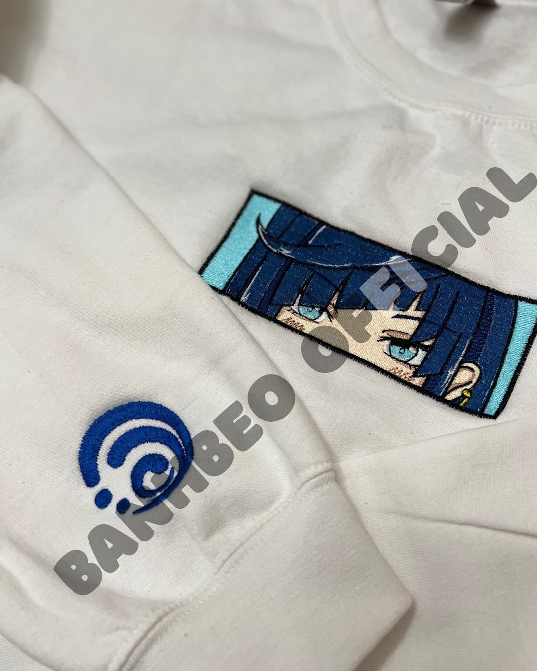 Genshin Impact Yelan Face Boxed Embroidered Crewneck/hoodie + Sleeve - Etsy