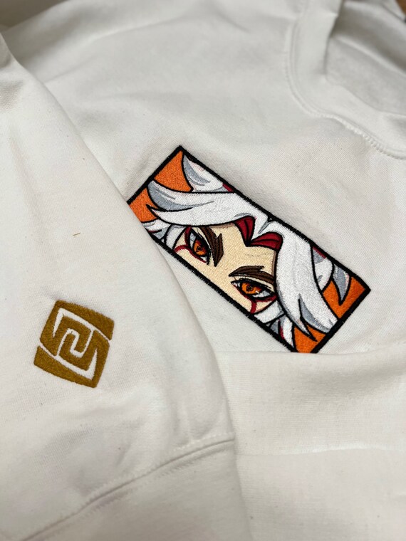 Genshin Impact Arataki Itto Face Boxed Embroidered Crewneck - Etsy