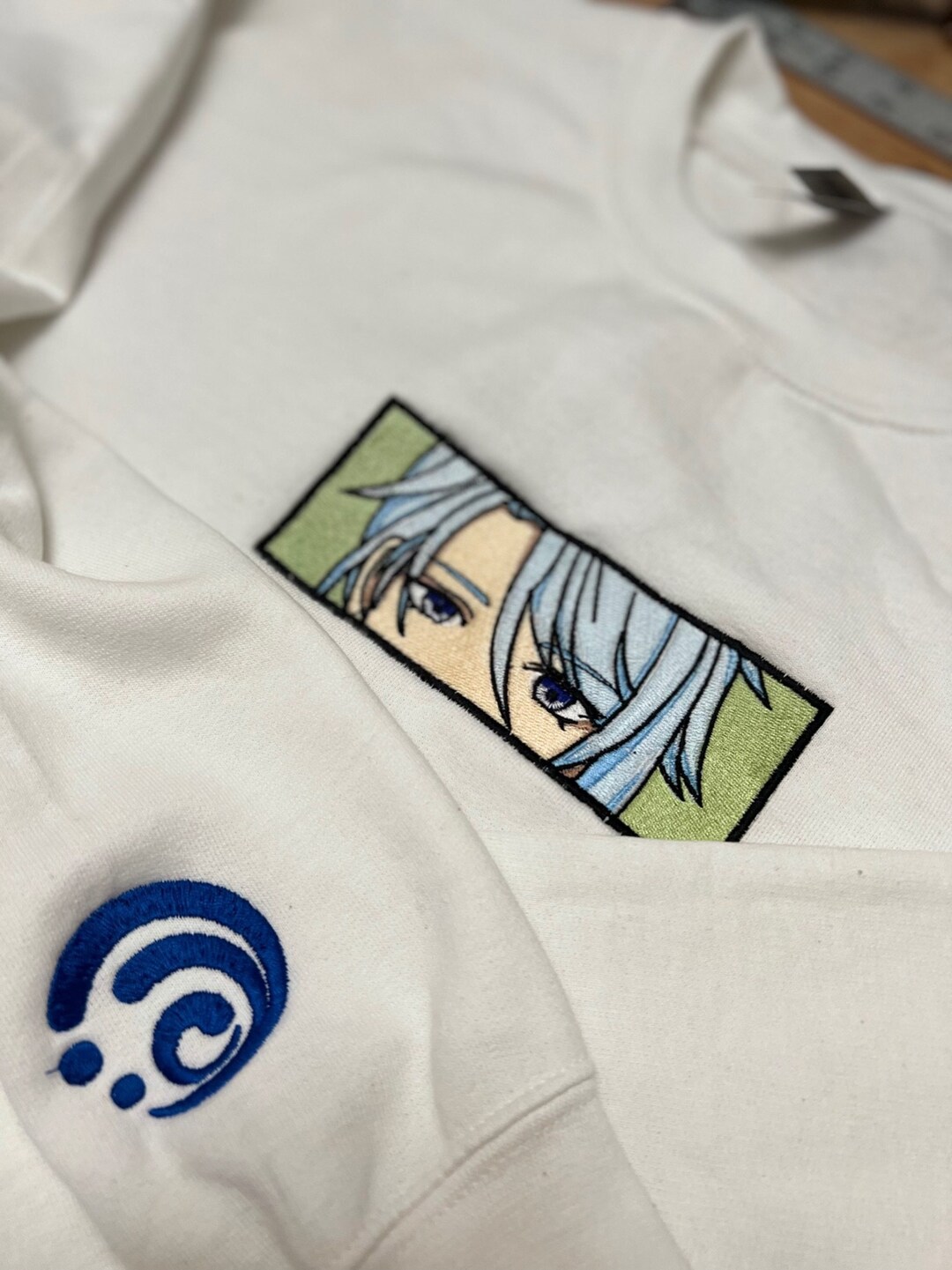 Genshin Impact Kamisato Ayato Face Boxed Embroidered Crewneck - Etsy