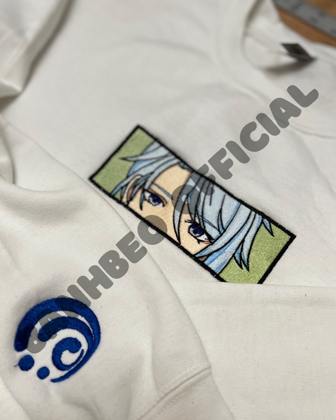 Genshin Impact Kamisato Ayato Face Boxed Embroidered Crewneck Sleeve - Etsy