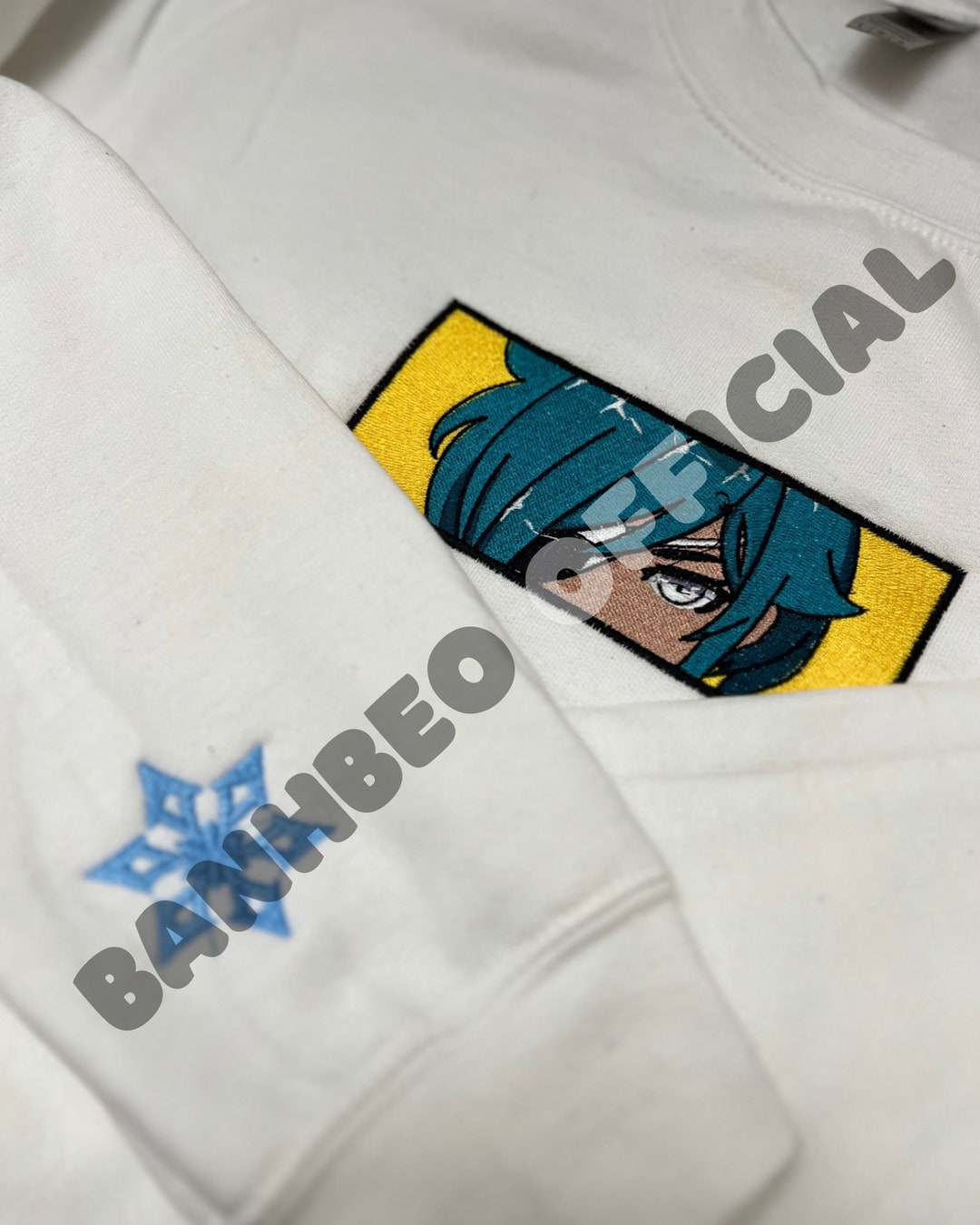 Genshin Impact Kaeya Face Boxed Embroidered Crewneck Sleeve - Etsy